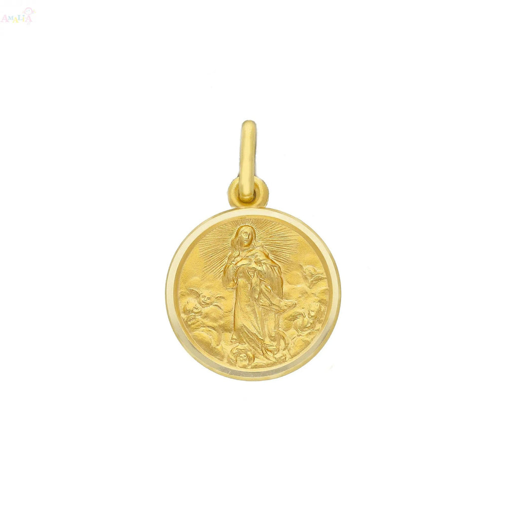 18K Yellow Gold Immaculate Conception Heart of Mary Medal – Amalia J ...