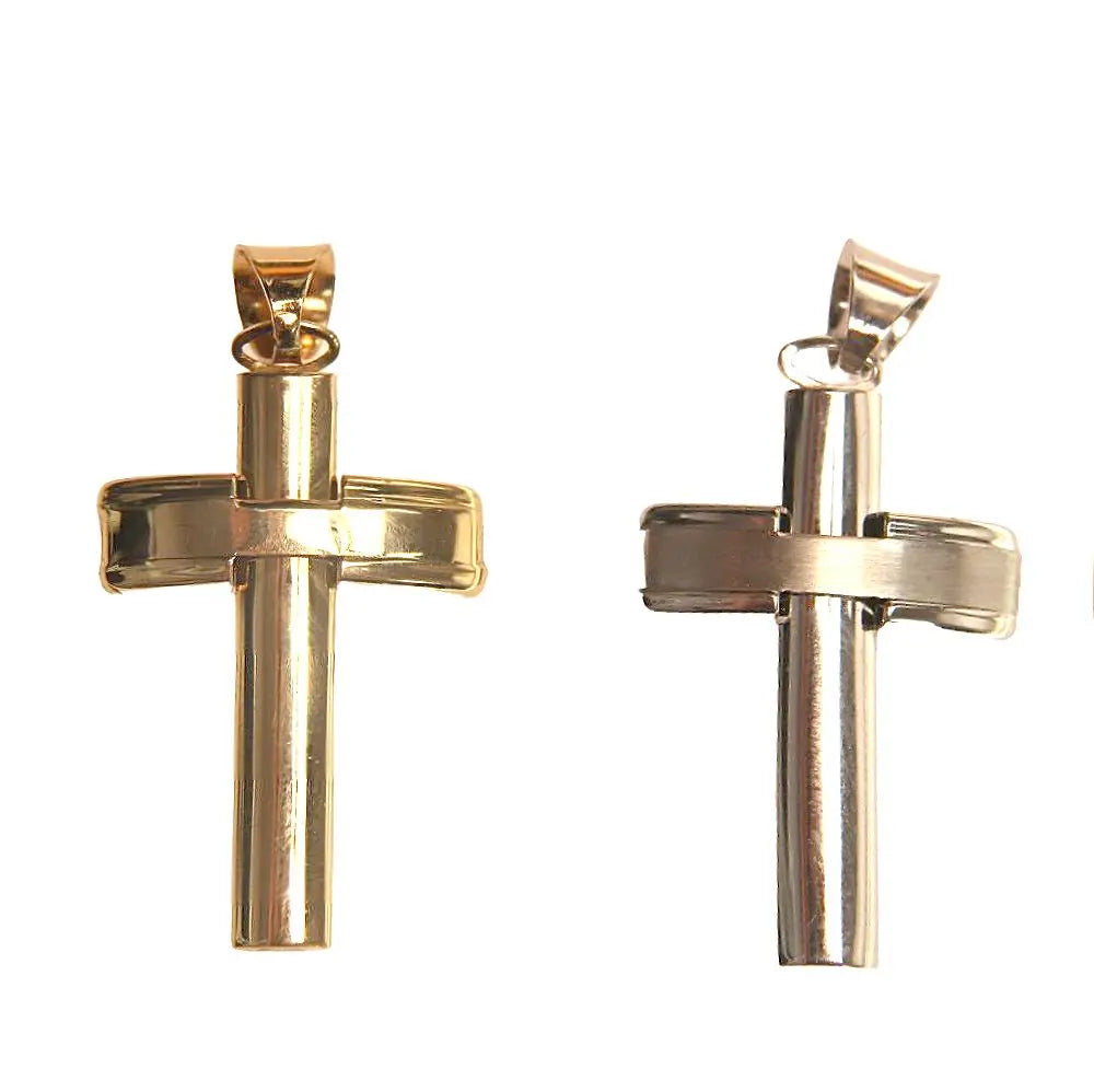 18K Solid Gold Convex Modern Cross in Yellow or White Gold – Amalia J ...