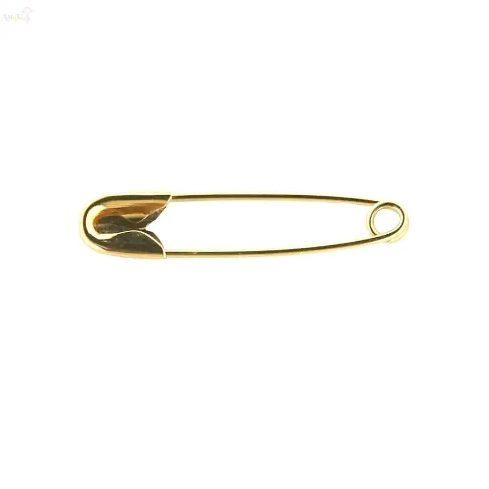 Elegant 18K Solid Yellow Gold Polished Safety Pin – 1.02 Inches