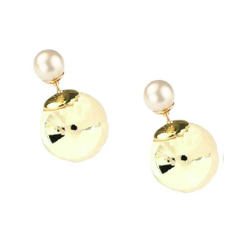 18K Solid Gold Cultivated Pearl and Back Large Ball Earrings – Amalia J ...