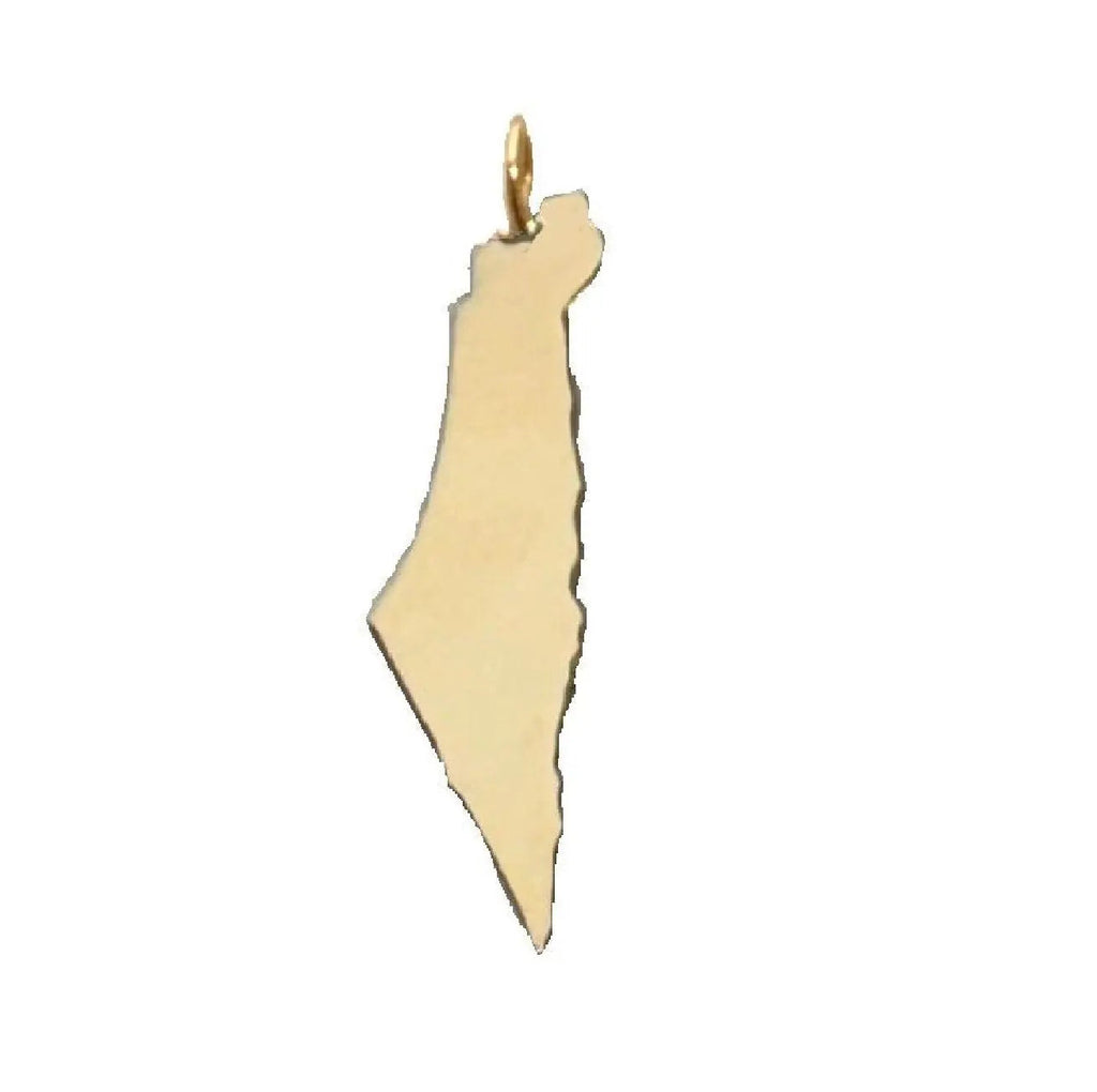 18K Solid Yellow Gold Land of Israel Map Polished Pendant – Amalia J ...