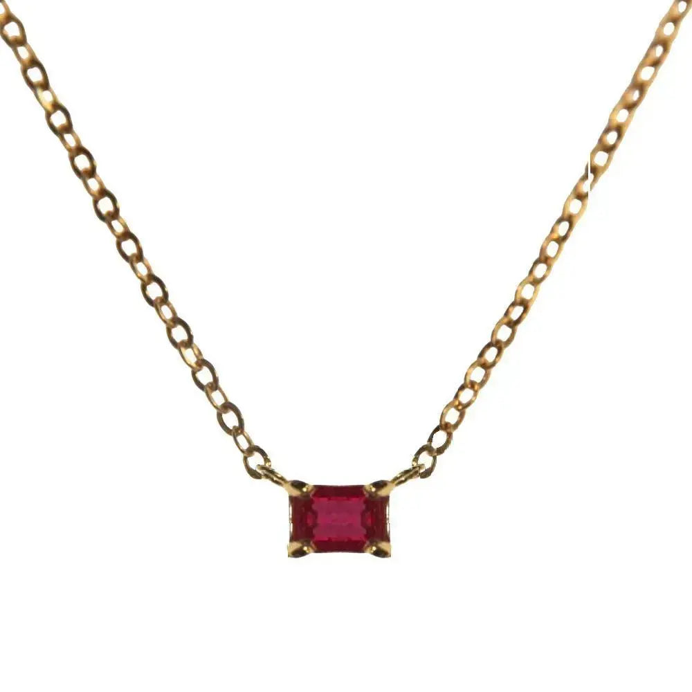 18K Yellow Gold 1.2 ct Solitaire Ruby Rectangle Necklace – Amalia J ...