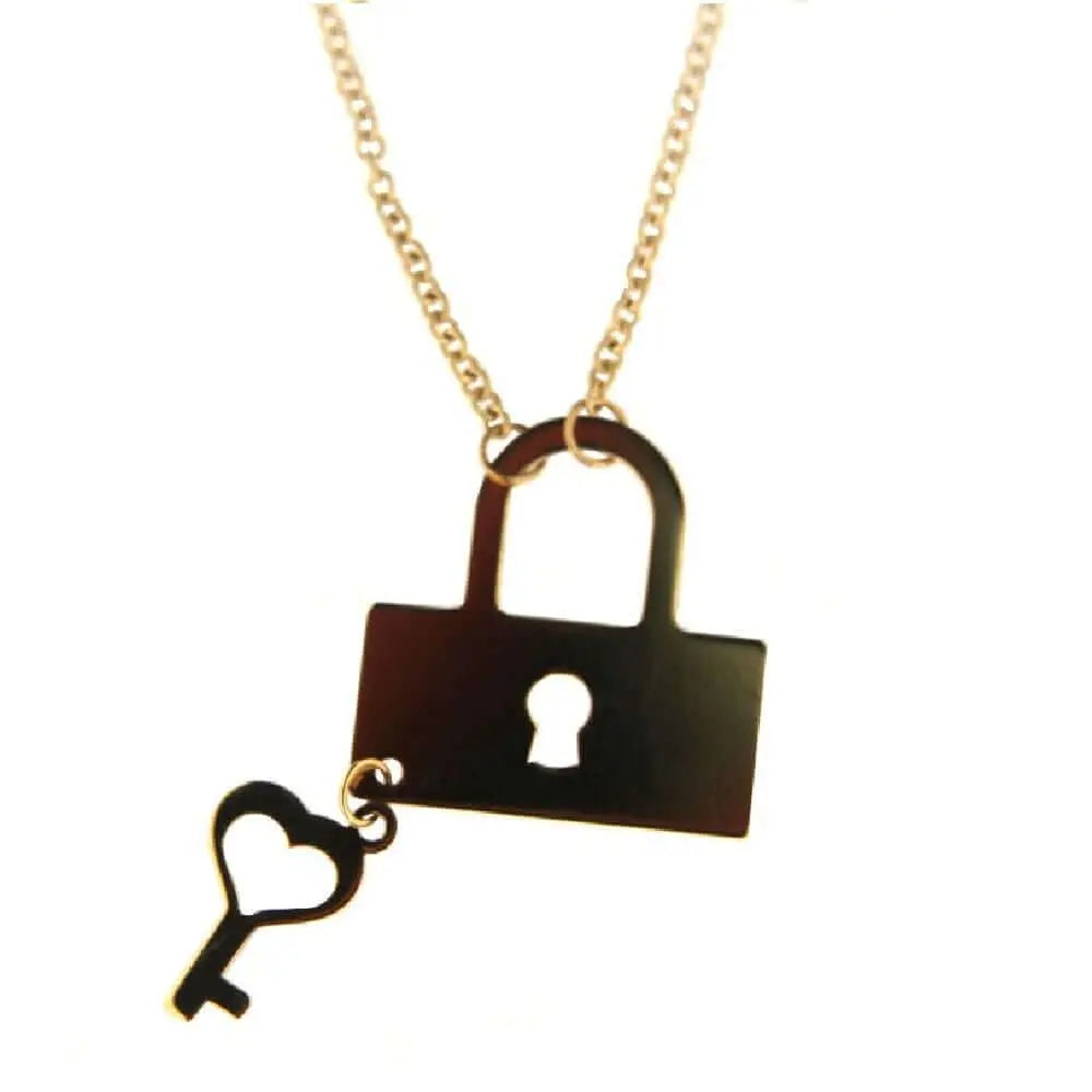 18K solid Yellow Gold Lock and Key Necklace 16.50 inches with extra ...