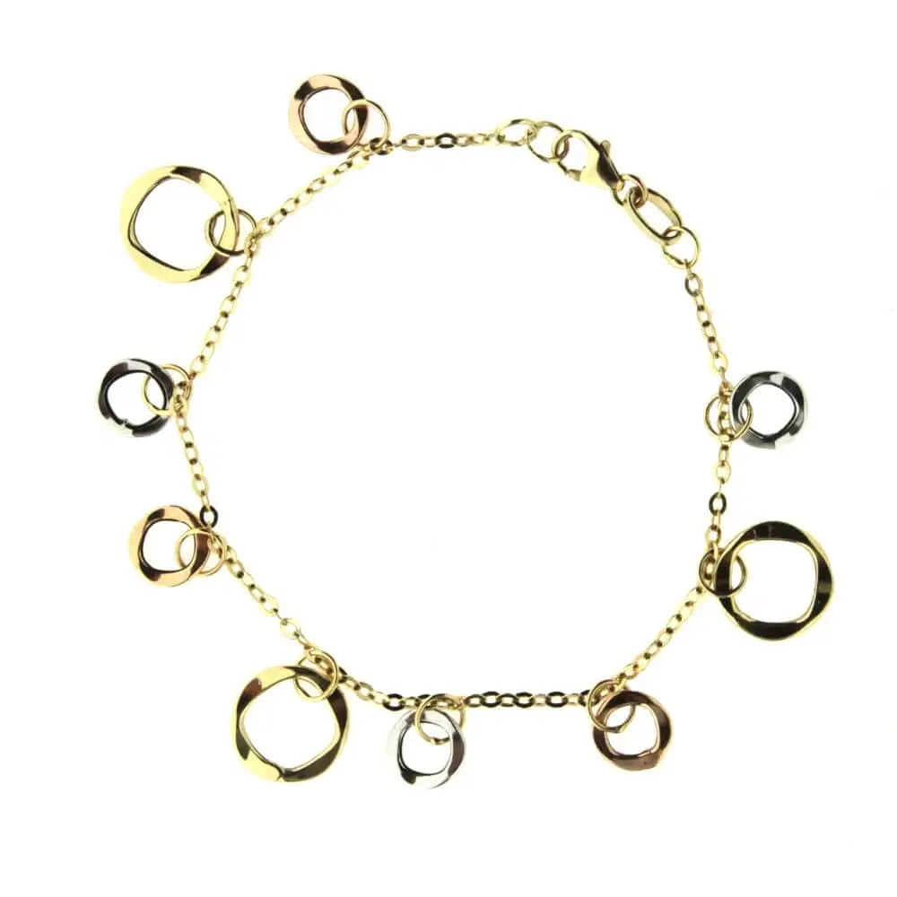18KT Tri-Color Square-Cut Circle Bracelet – Amalia J & Boutique