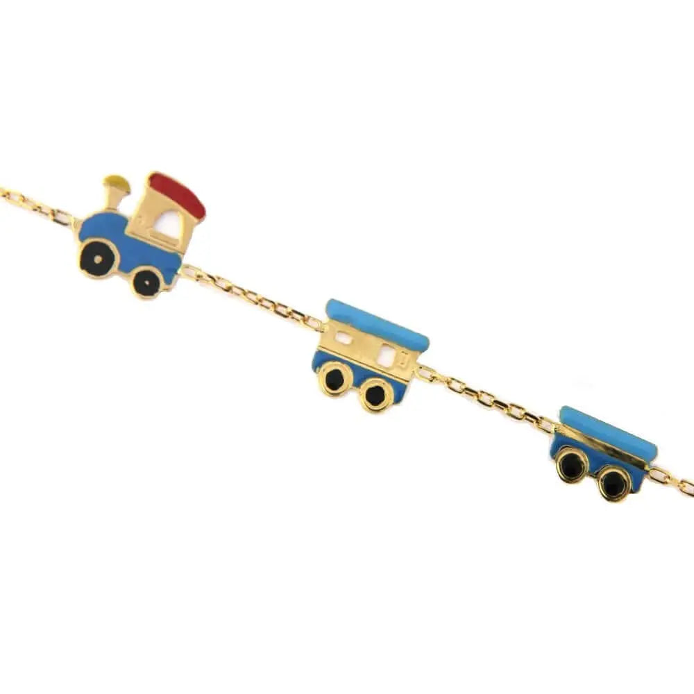 18K Solid Yellow Gold Enamel Baby Flat Train Bracelet – Amalia J & Boutique