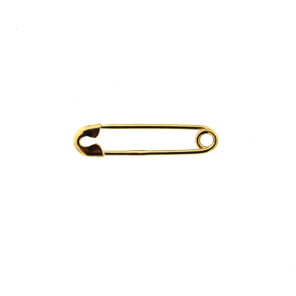 18K Solid Yellow Gold Polished Safety Pin – 1 Inch Long